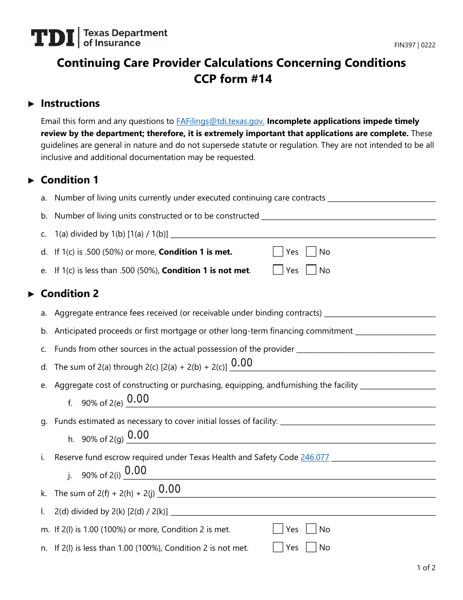 Form FIN397 (CCP Form 14) - Fill Out, Sign Online and Download Fillable ...