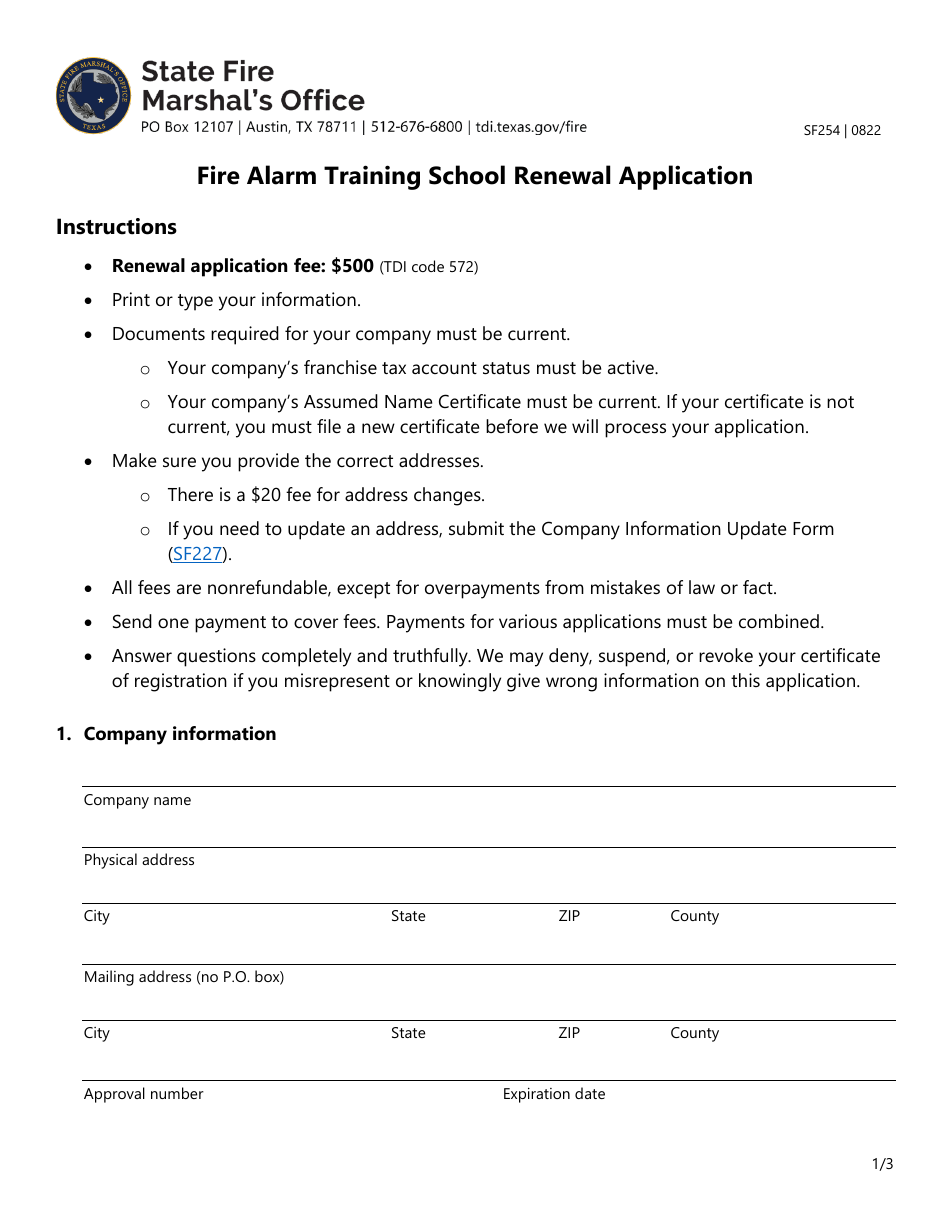 Form SF254 - Fill Out, Sign Online and Download Fillable PDF, Texas ...