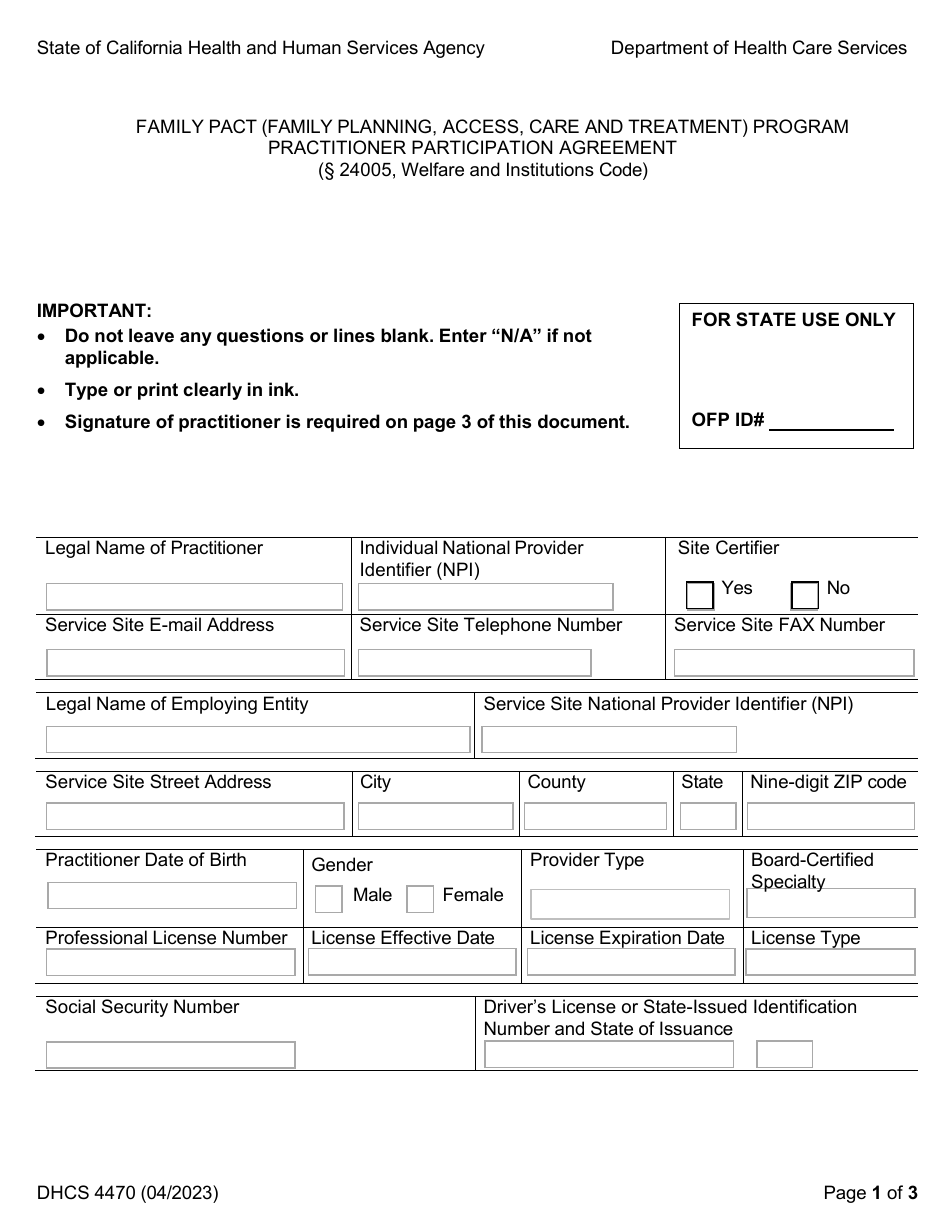 Form DHCS4470 - Fill Out, Sign Online and Download Fillable PDF ...