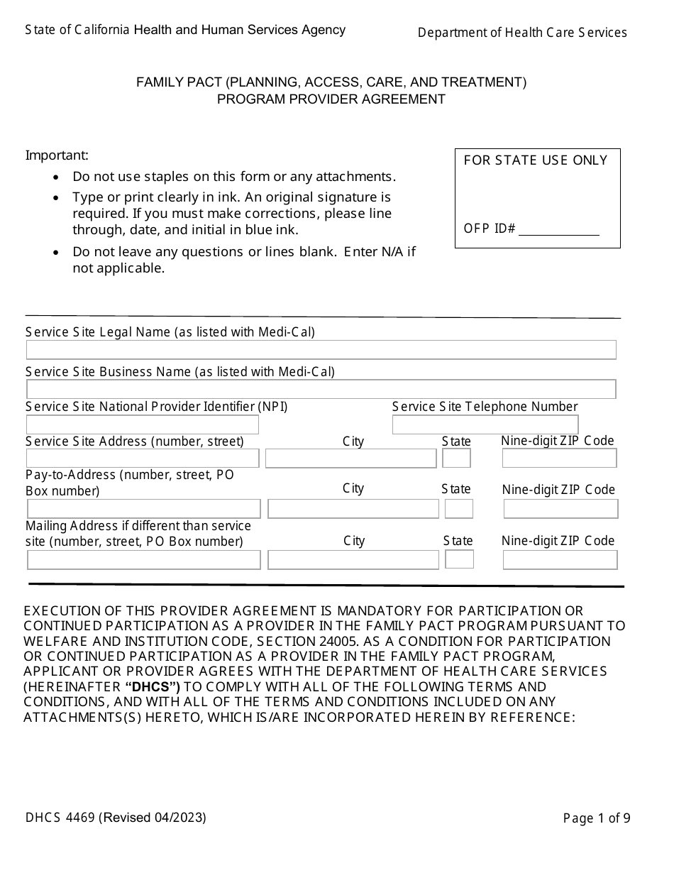 Form DHCS4469 - Fill Out, Sign Online and Download Fillable PDF ...