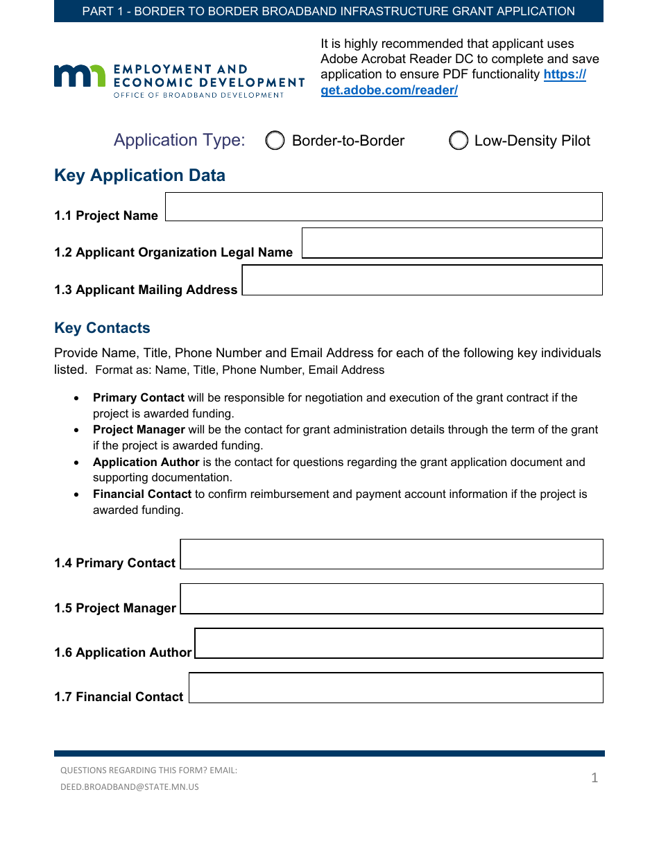 Minnesota Border to Border Broadband Infrastructure Grant Application ...