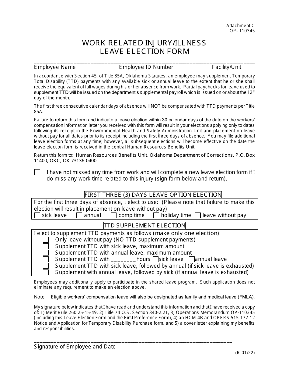DOC Form 110345 Attachment C - Fill Out, Sign Online and Download ...