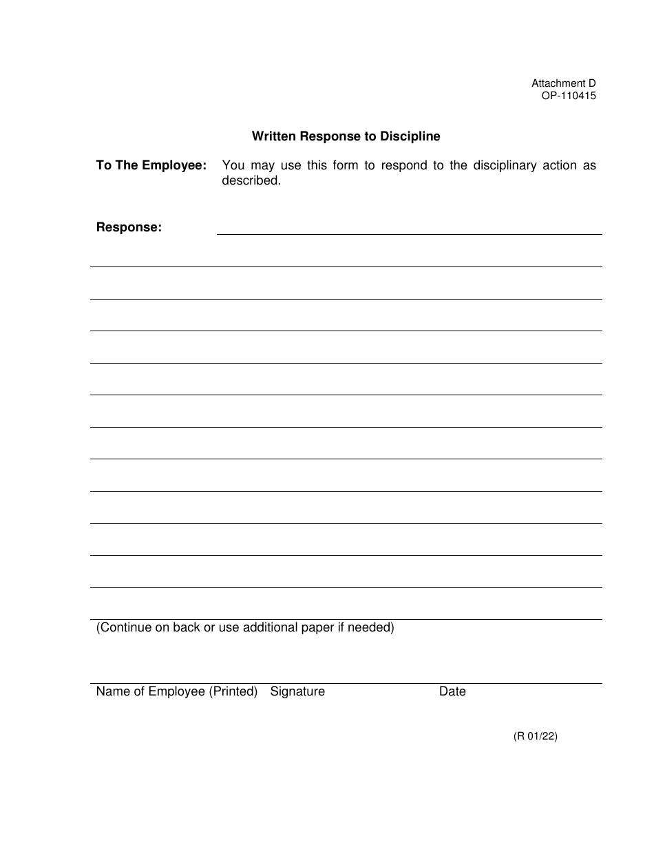 Form OP-110415 Attachment D Download Printable PDF or Fill Online ...