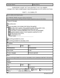 Washington, D.C. Crime Victims Compensation Program (Cvcp) Application ...