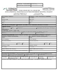 Vermont Developmental Pediatrics & Autism Assessment Referral Request ...