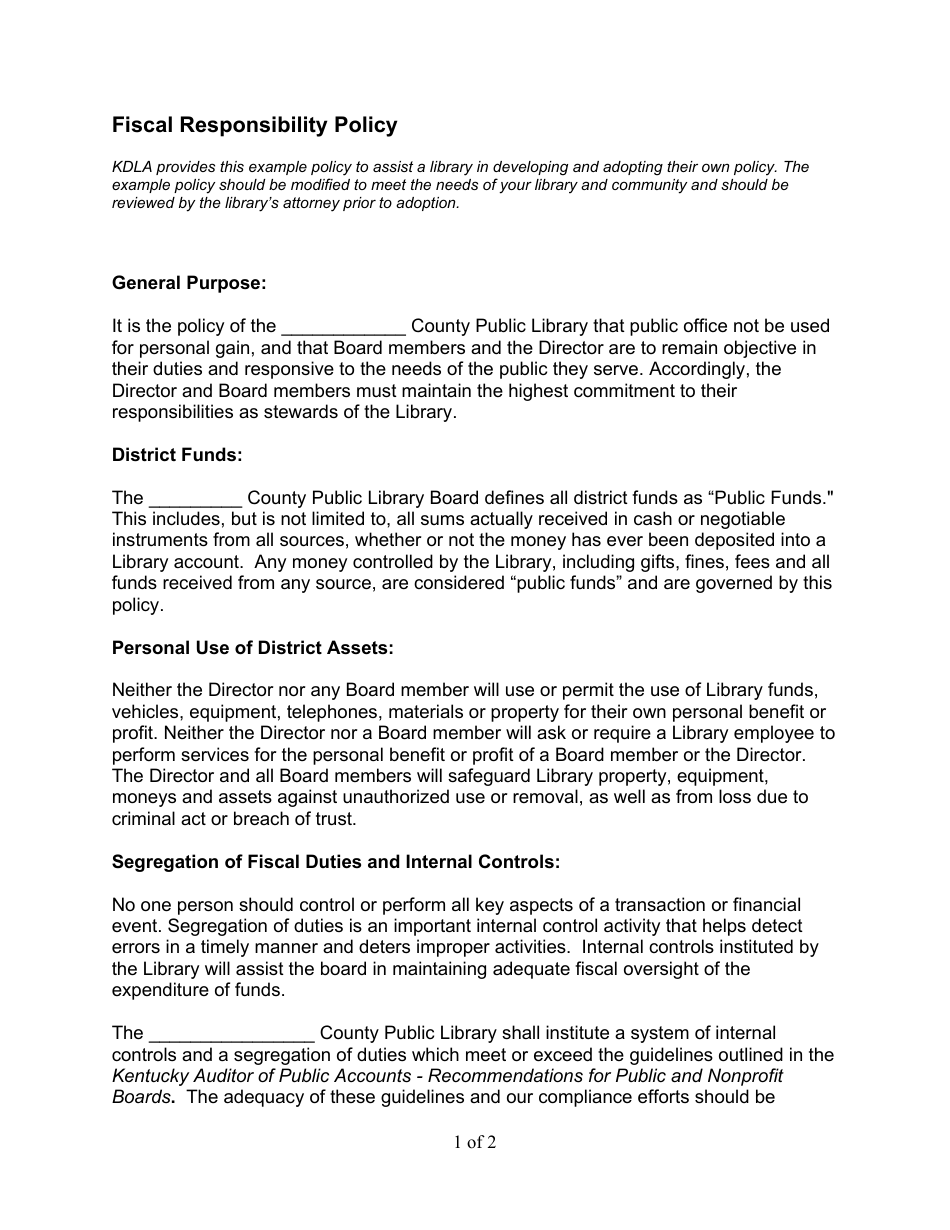 Kentucky Fiscal Responsibility Policy - Fill Out, Sign Online and ...