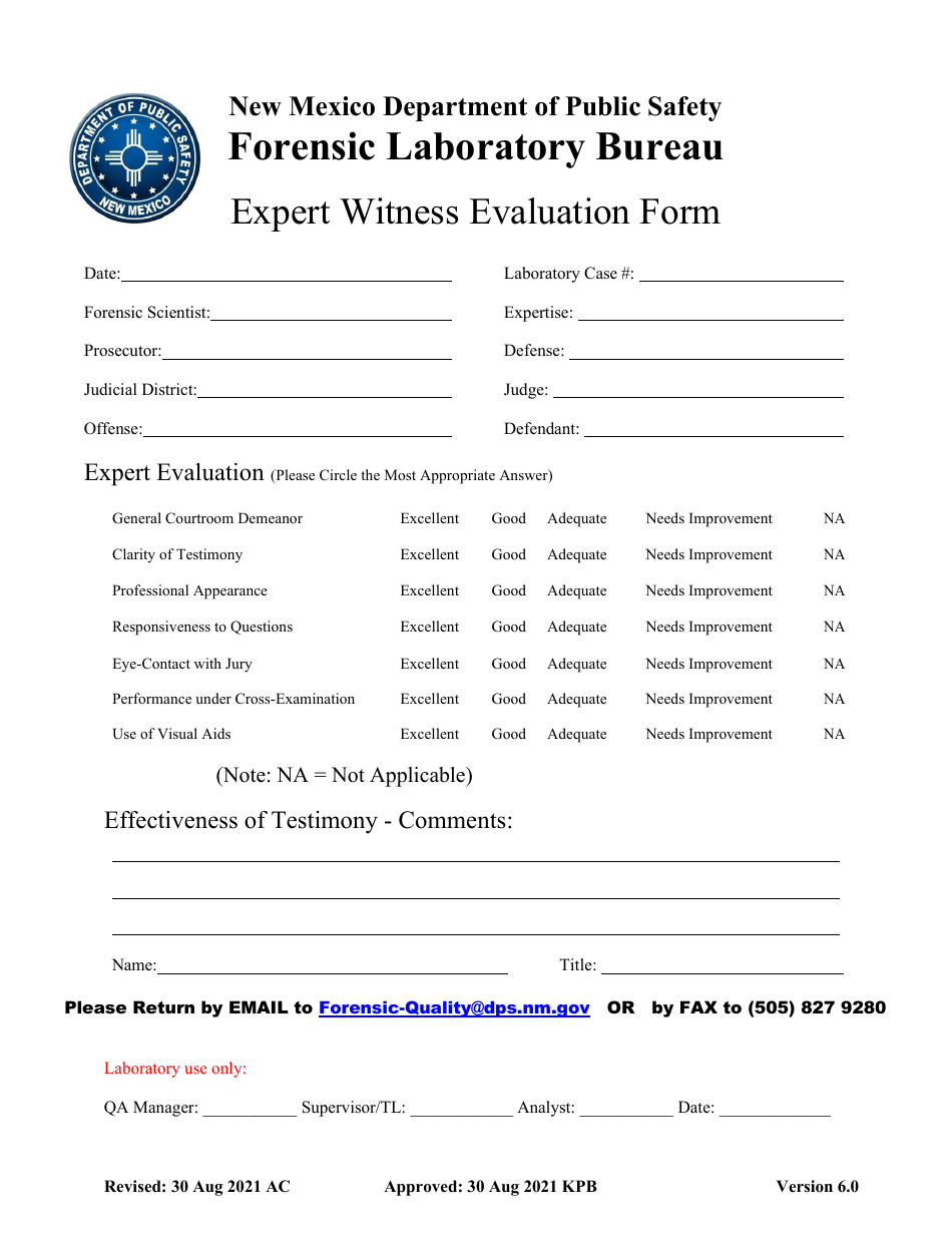 New Mexico Expert Witness Evaluation Form - Fill Out, Sign Online and ...