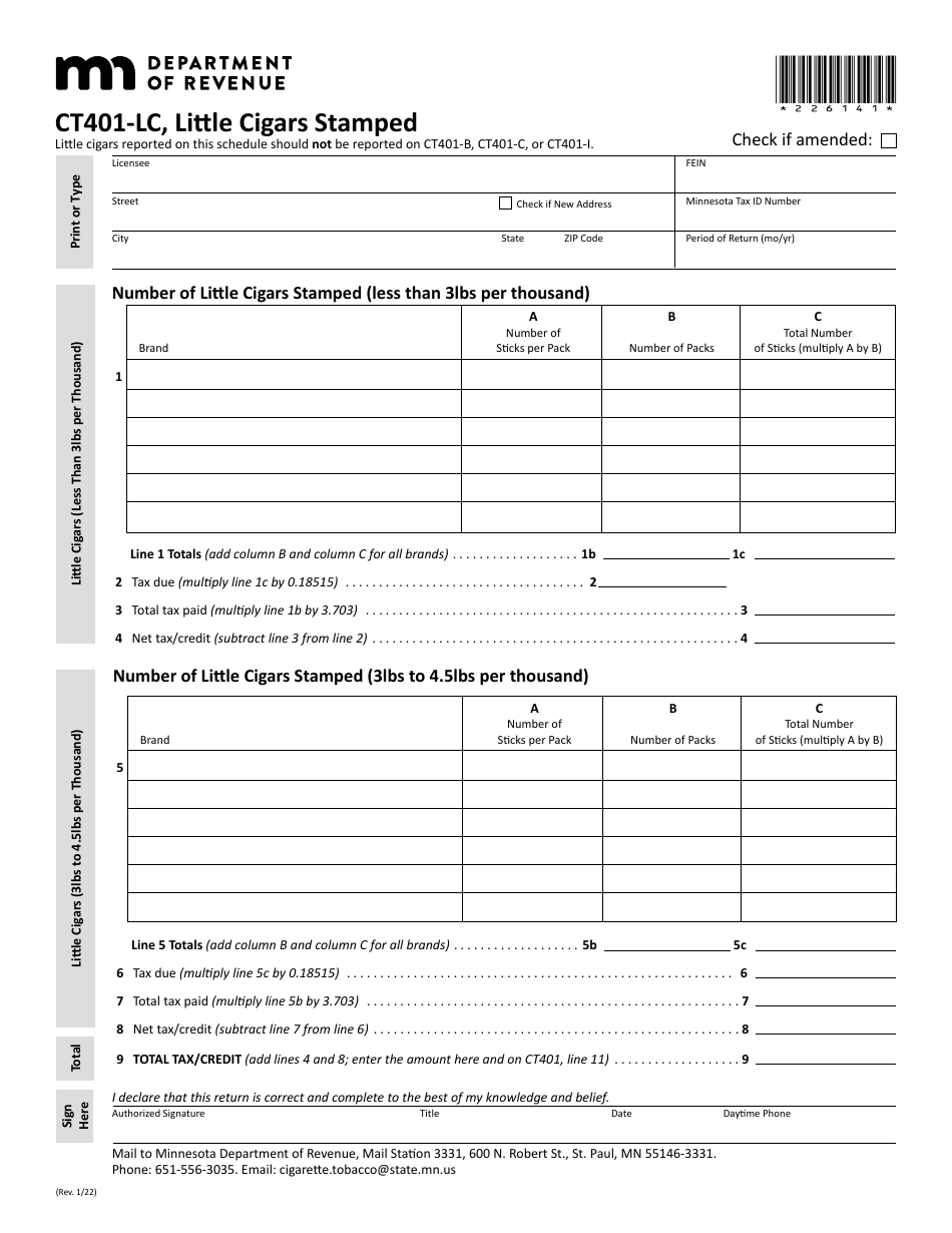 Form CT401-LC - Fill Out, Sign Online and Download Fillable PDF ...