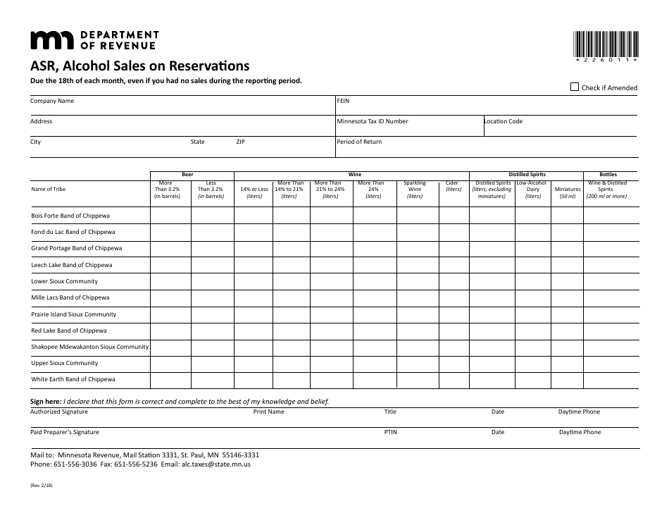 Form ASR - Fill Out, Sign Online and Download Fillable PDF, Minnesota ...