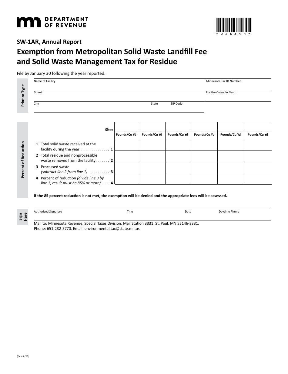Form SW-1AR - Fill Out, Sign Online and Download Fillable PDF ...