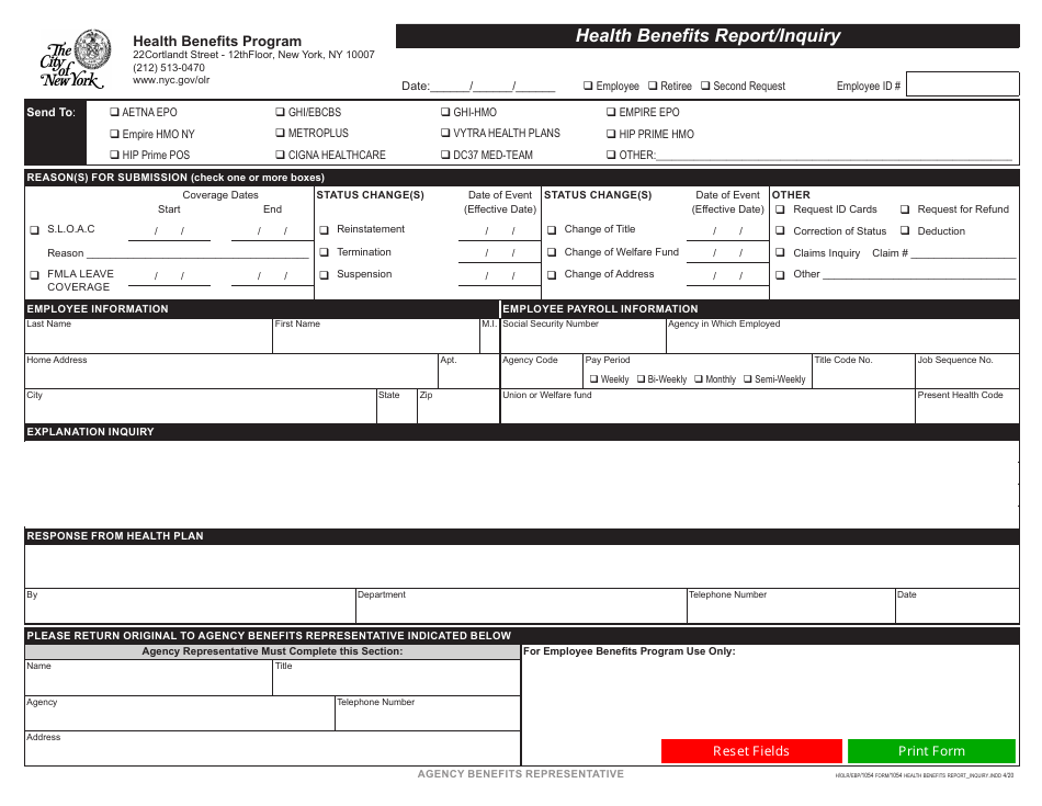 Form 1054 - Fill Out, Sign Online and Download Fillable PDF, New York ...