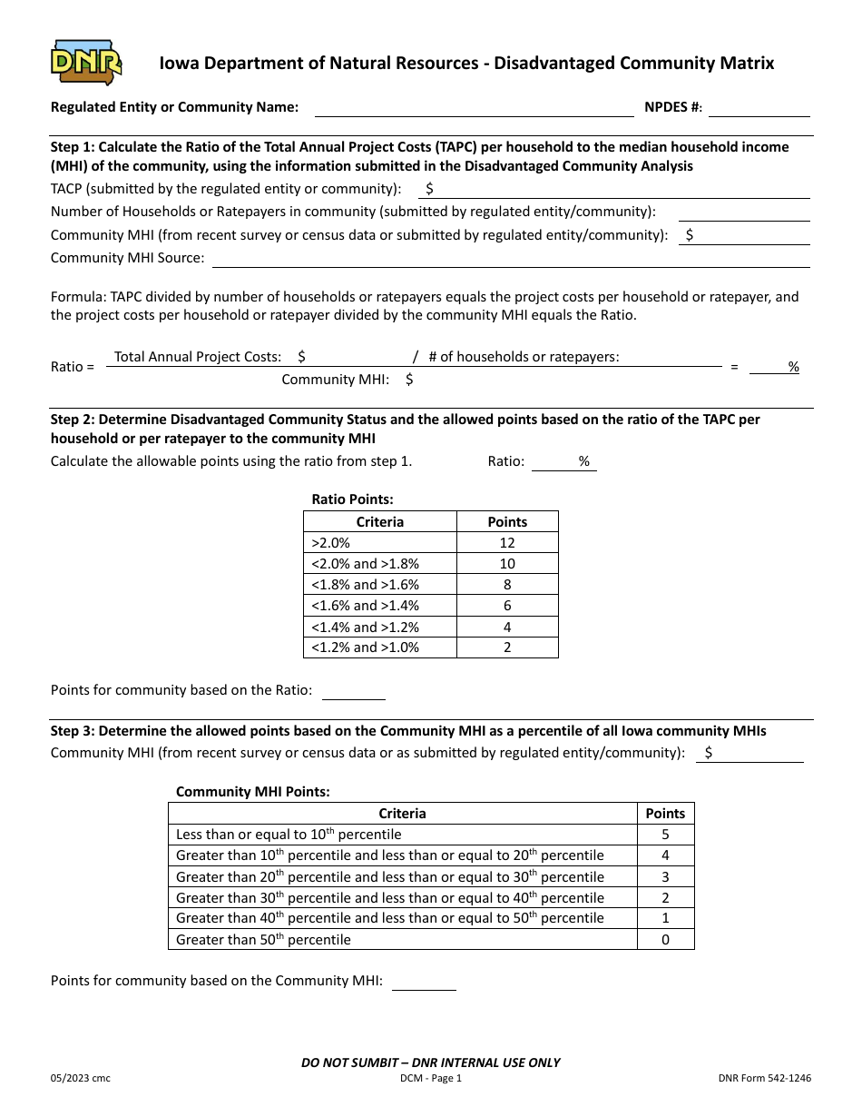 DNR Form 542-1246 Download Fillable PDF or Fill Online Disadvantaged ...