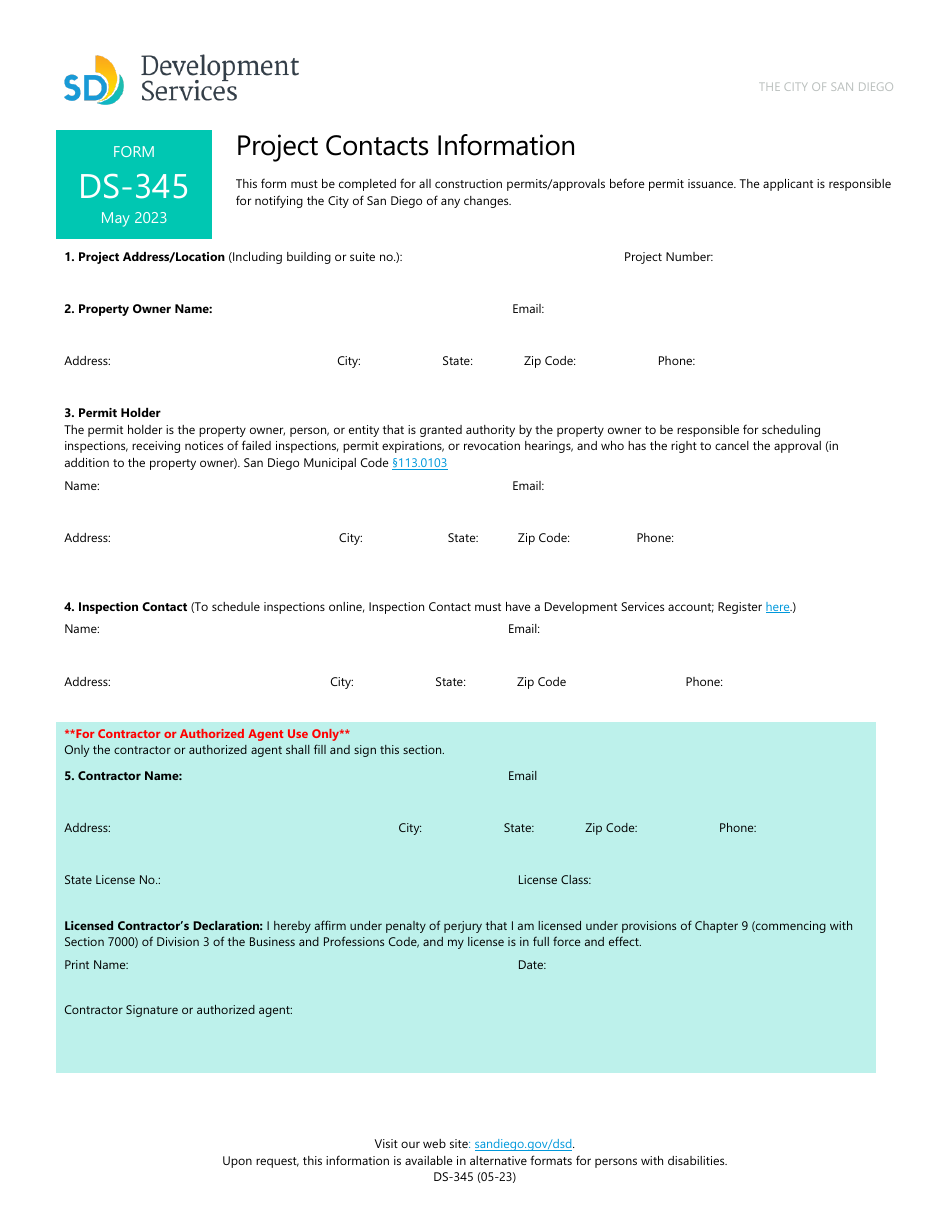 Form DS-345 - Fill Out, Sign Online and Download Fillable PDF, City of ...