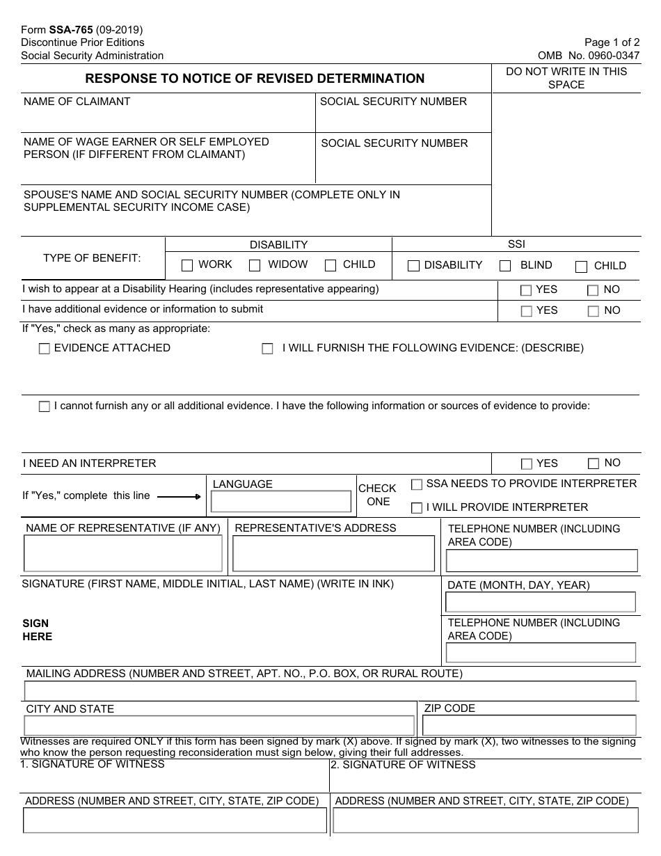 Form SSA-765 - Fill Out, Sign Online and Download Fillable PDF ...