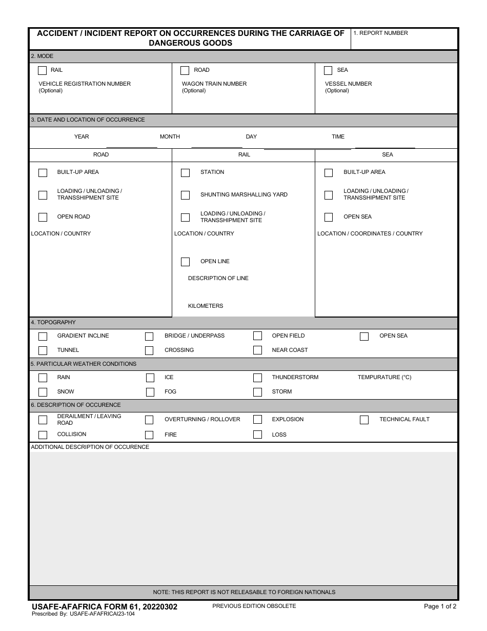 USAFE-AFAFRICA Form 61 - Fill Out, Sign Online and Download Fillable ...