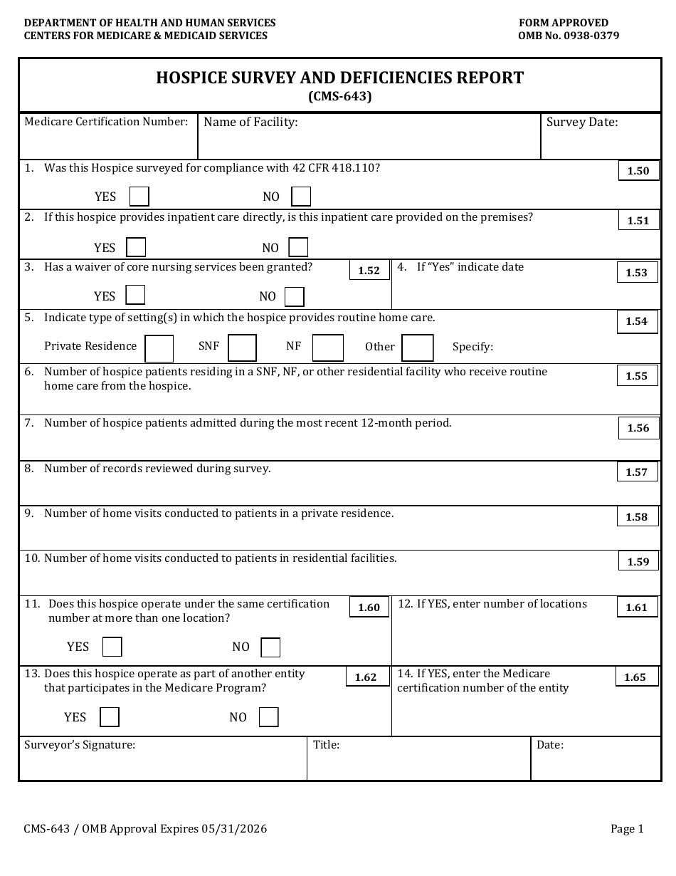 Form CMS-643 - Fill Out, Sign Online and Download Fillable PDF ...