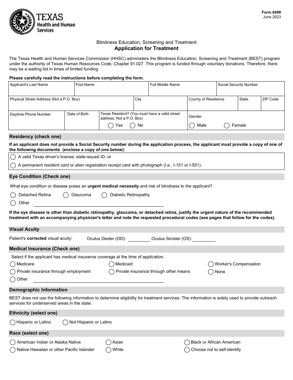 Form 6499 Download Fillable PDF or Fill Online Application for ...