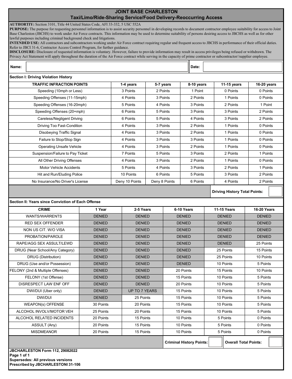 JB CHARLESTON Form 112 - Fill Out, Sign Online and Download Fillable ...