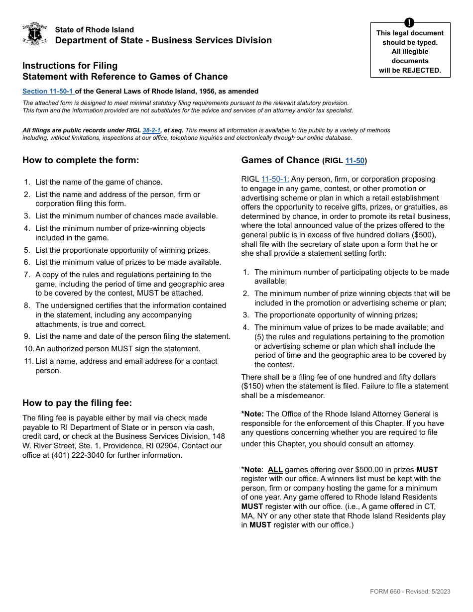 Form 660 Download Fillable PDF or Fill Online Statement With Reference ...