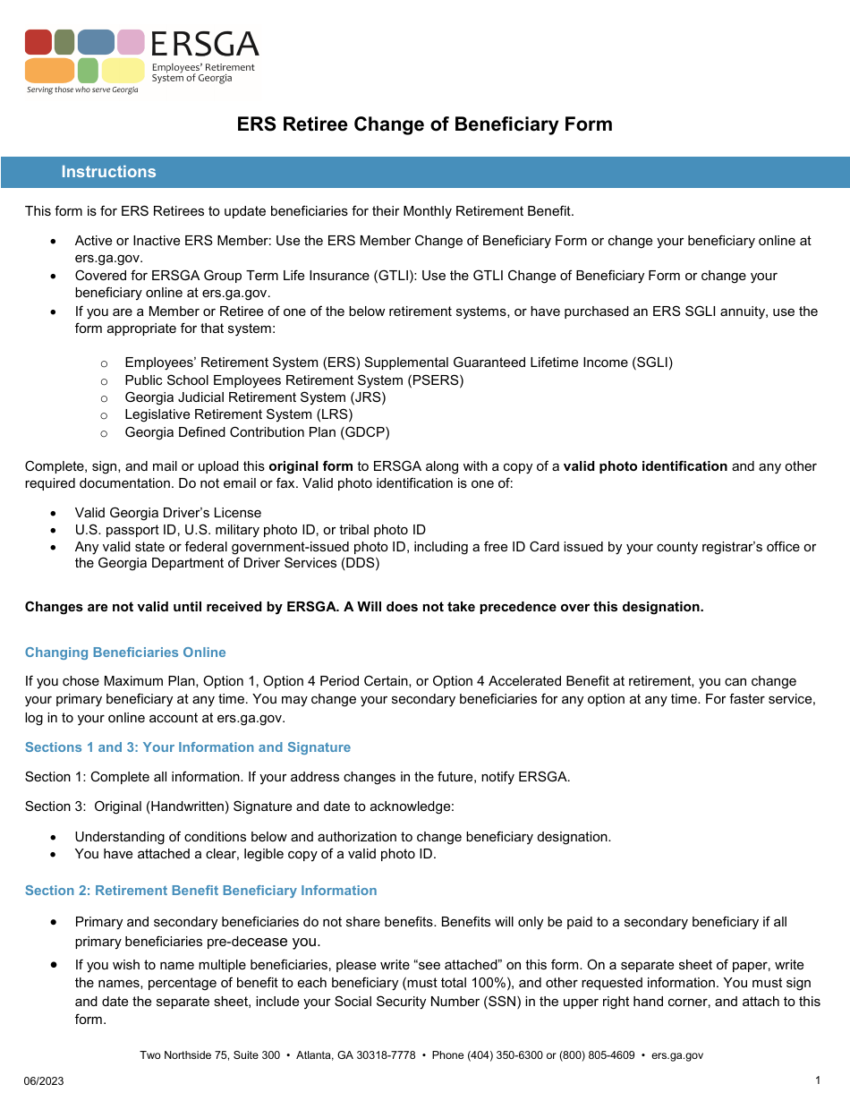 Form D-6ERS - Fill Out, Sign Online and Download Printable PDF, Georgia ...