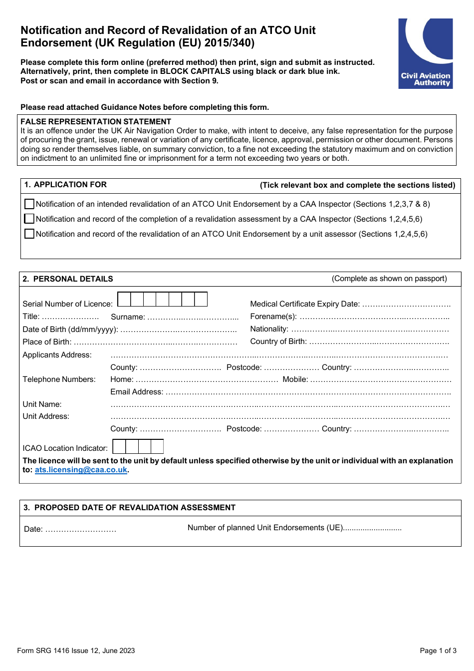 Form SRG1416 - Fill Out, Sign Online and Download Fillable PDF, United Kingdom | Templateroller
