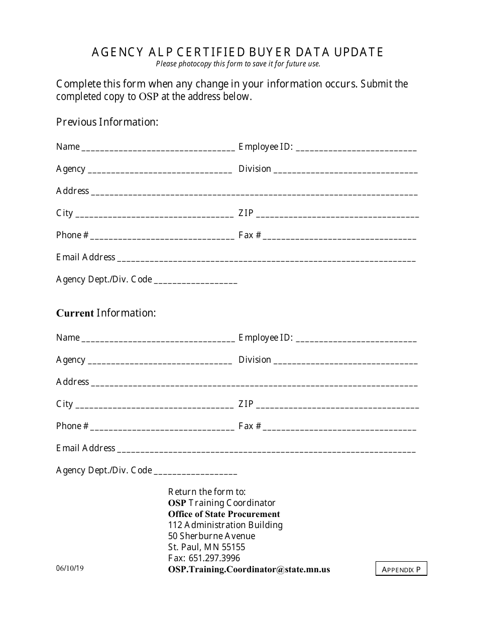 Minnesota Agency ALP Certified Buyer Data Update - Fill Out, Sign ...