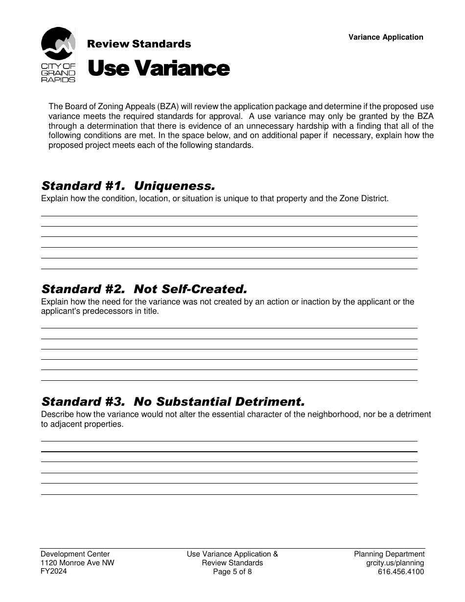 2024 City of Grand Rapids, Michigan Use Variance Application - Fill Out ...