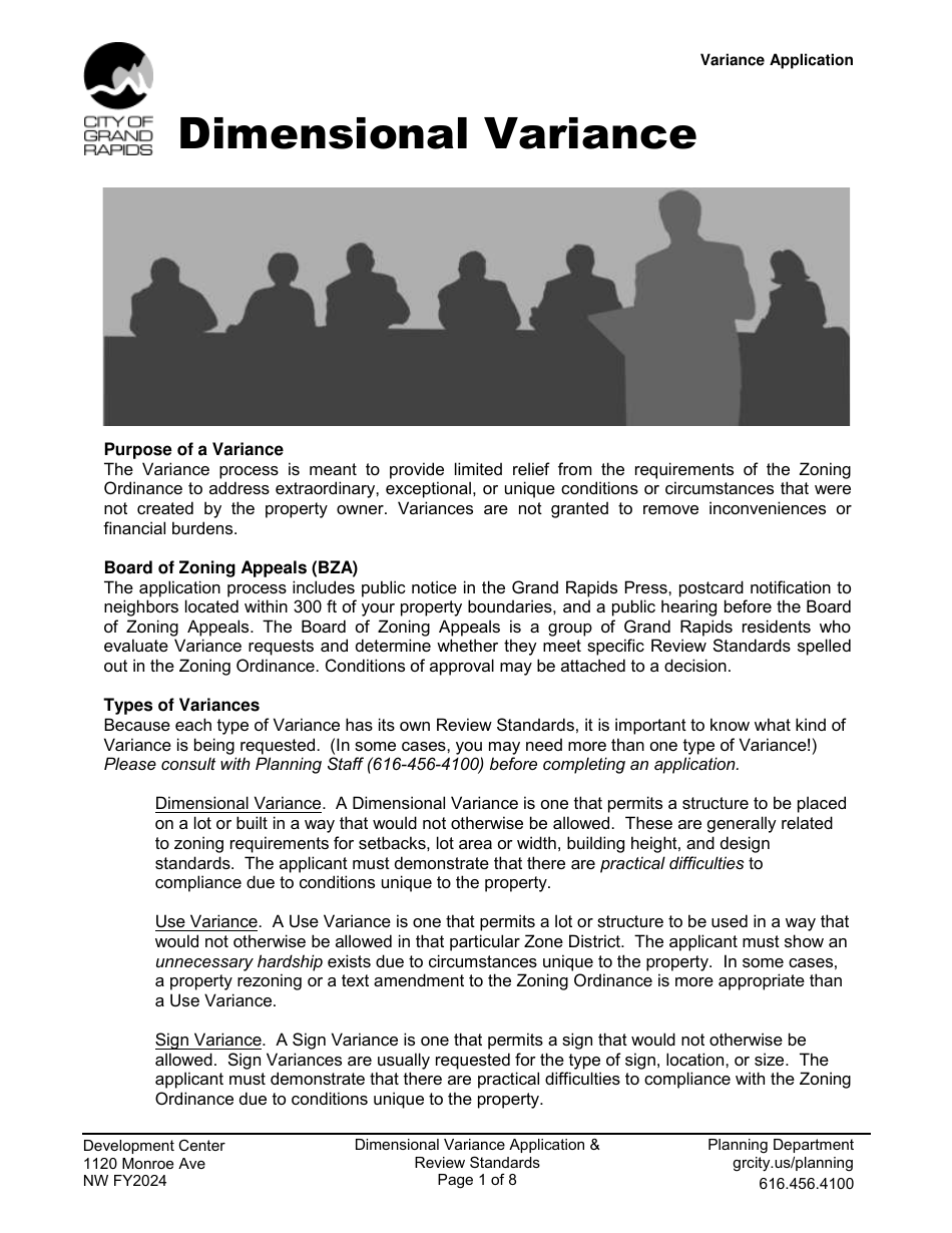 2024 City of Grand Rapids, Michigan Dimensional Variance Application ...