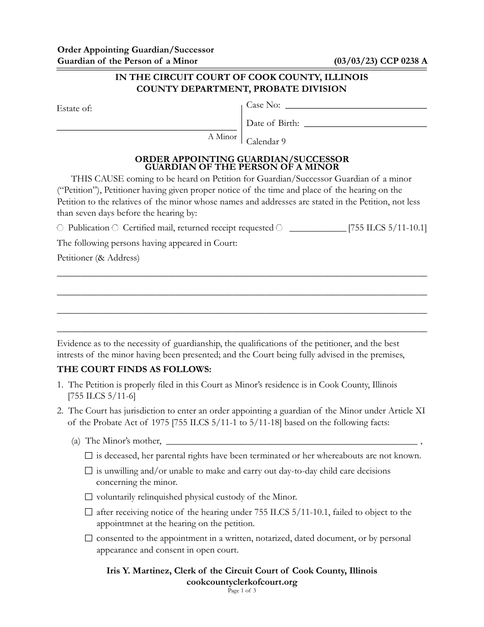 Form CCP0238 - Fill Out, Sign Online and Download Fillable PDF, Cook ...