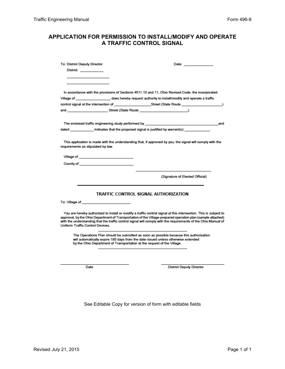 Form 496-8 - Fill Out, Sign Online and Download Printable PDF, Ohio ...