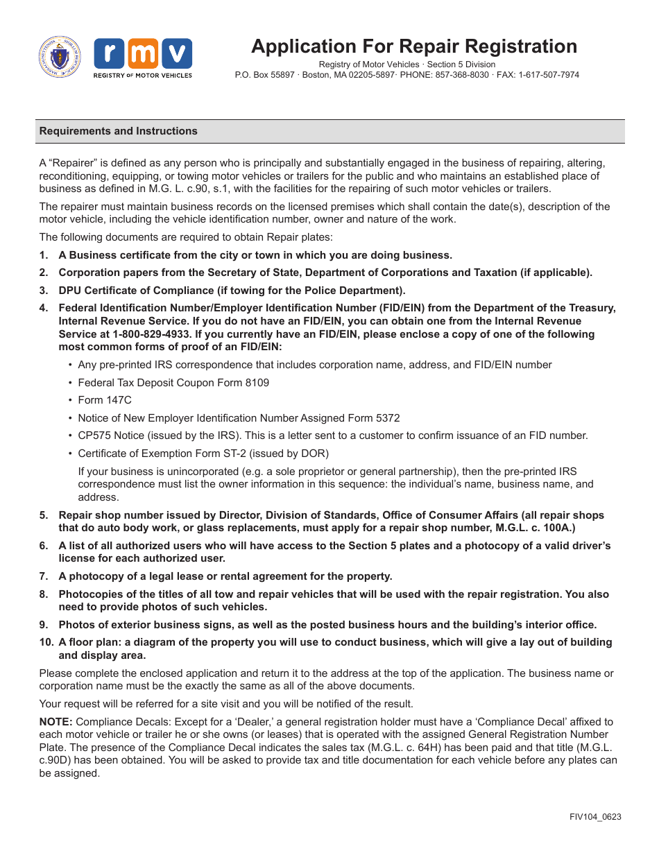 Form FIV104 - Fill Out, Sign Online and Download Fillable PDF ...