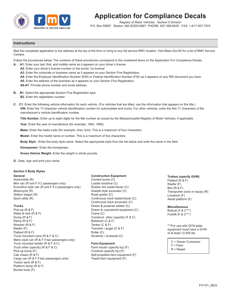 Form FIV101 Download Fillable PDF or Fill Online Application for ...