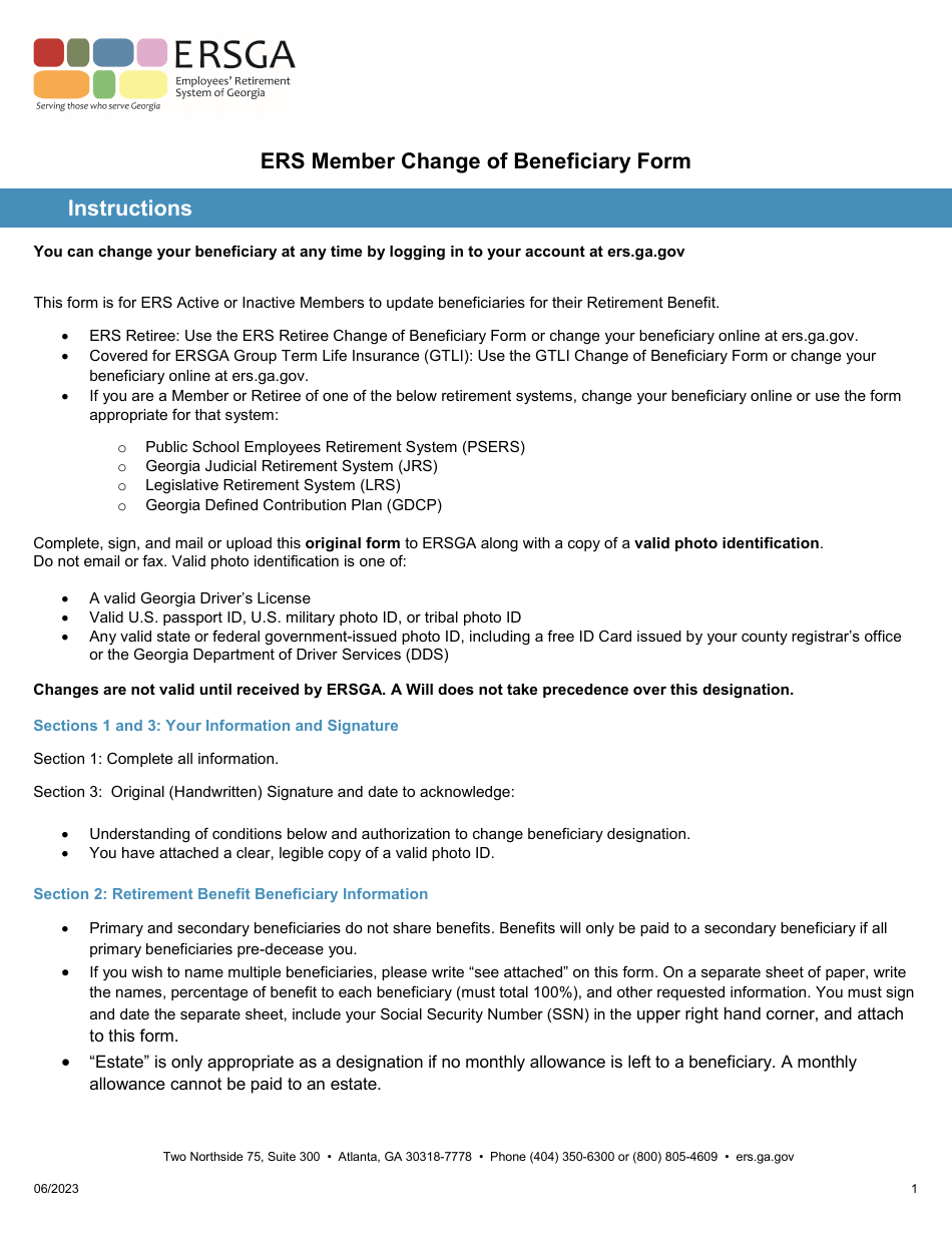 Form B9-ERS Download Fillable PDF or Fill Online Ers Member Change of ...
