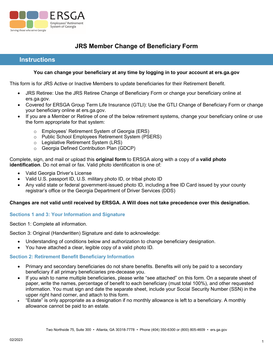 Form B9-JRS Download Fillable PDF or Fill Online Jrs Member Change of ...