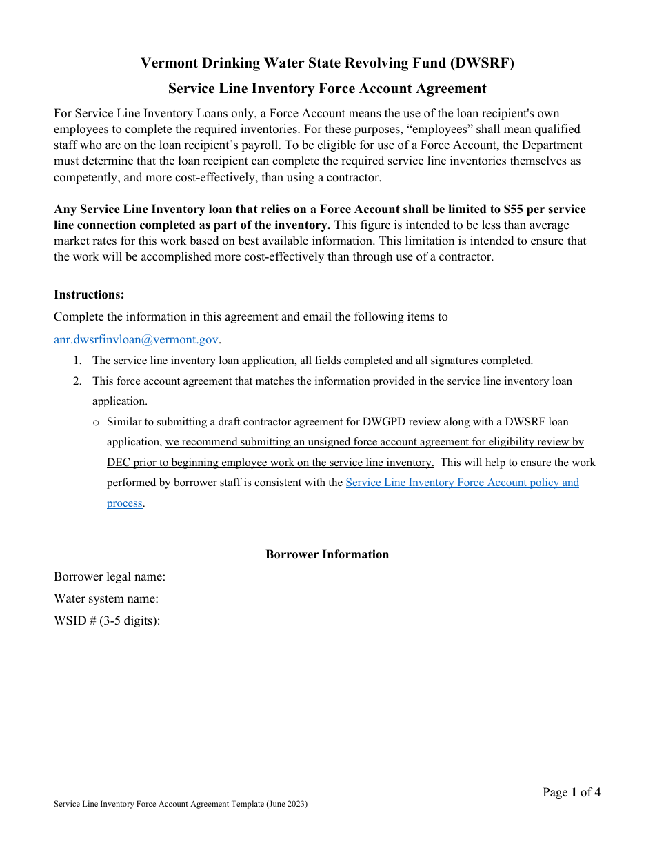 Vermont Vermont Drinking Water State Revolving Fund (Dwsrf) Service ...