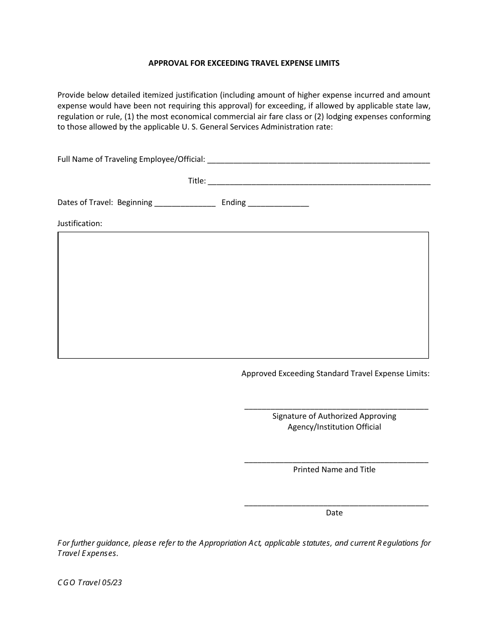 South Carolina Approval for Exceeding Travel Expense Limits Download ...