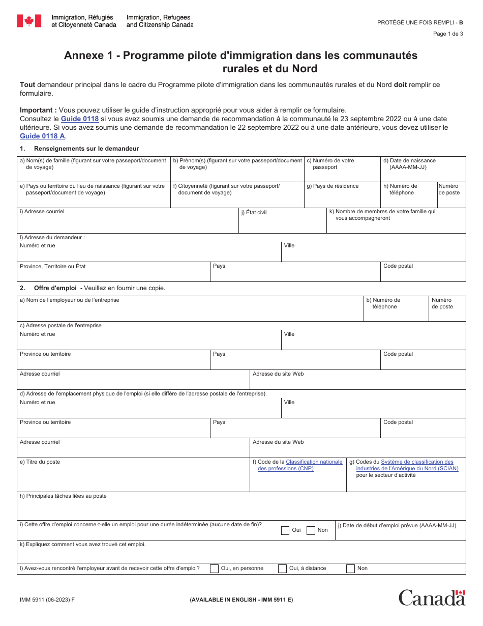 Forme IMM5911 Agenda 1 Download Fillable PDF Programme Pilote D ...