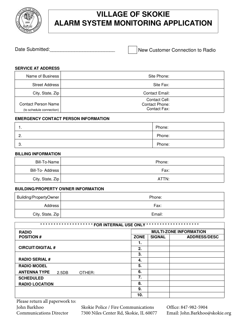 Village of Skokie, Illinois Alarm System Monitoring Application - Fill ...