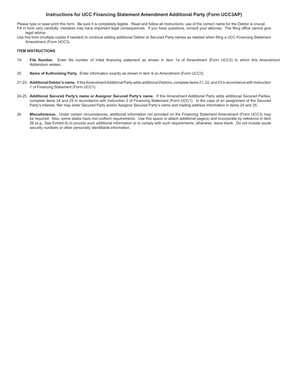 Form UCC3AP Download Fillable PDF or Fill Online Ucc Financing ...