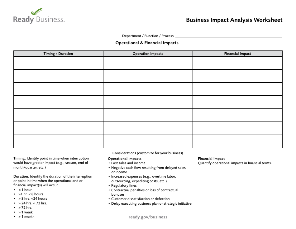 Business Impact Analysis Worksheet - Ready Business - Fill Out, Sign ...