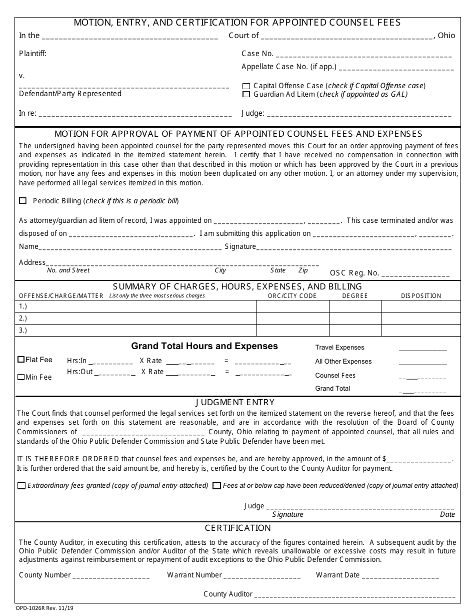 Form OPD-1026R - Fill Out, Sign Online and Download Fillable PDF, Ohio ...