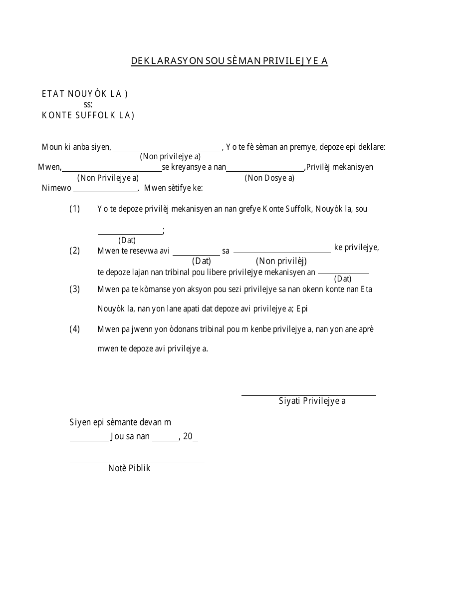 Suffolk County, New York Affidavit of the Lienor - Fill Out, Sign ...