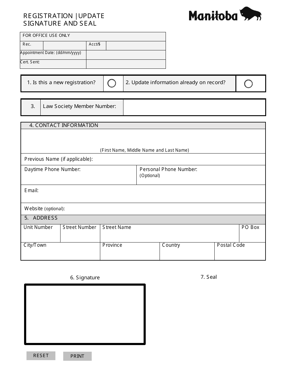 Manitoba Canada Registration - Update Signature and Seal - Fill Out ...