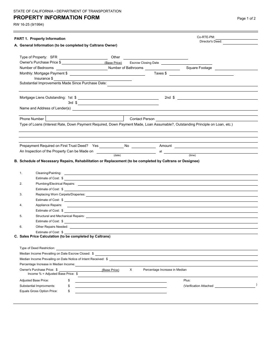 Form RW16-25 - Fill Out, Sign Online and Download Fillable PDF ...