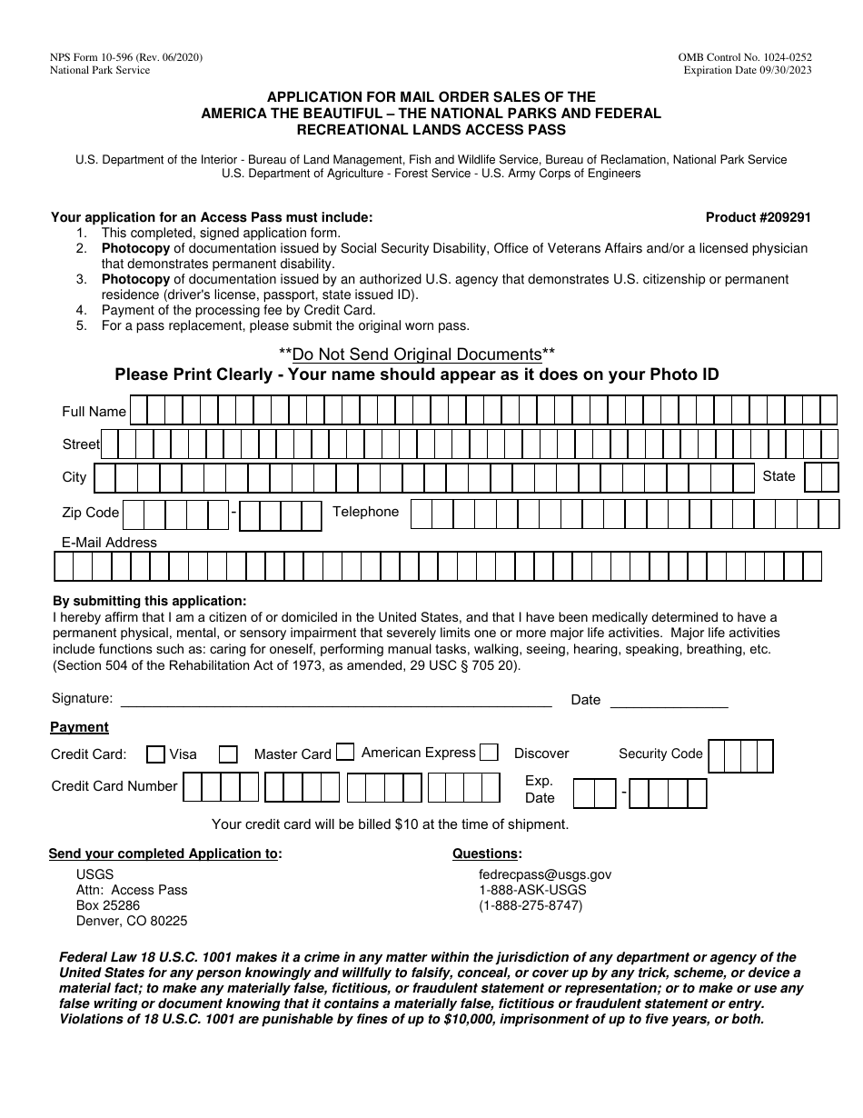 NPS Form 10-596 - Fill Out, Sign Online and Download Fillable PDF | Templateroller