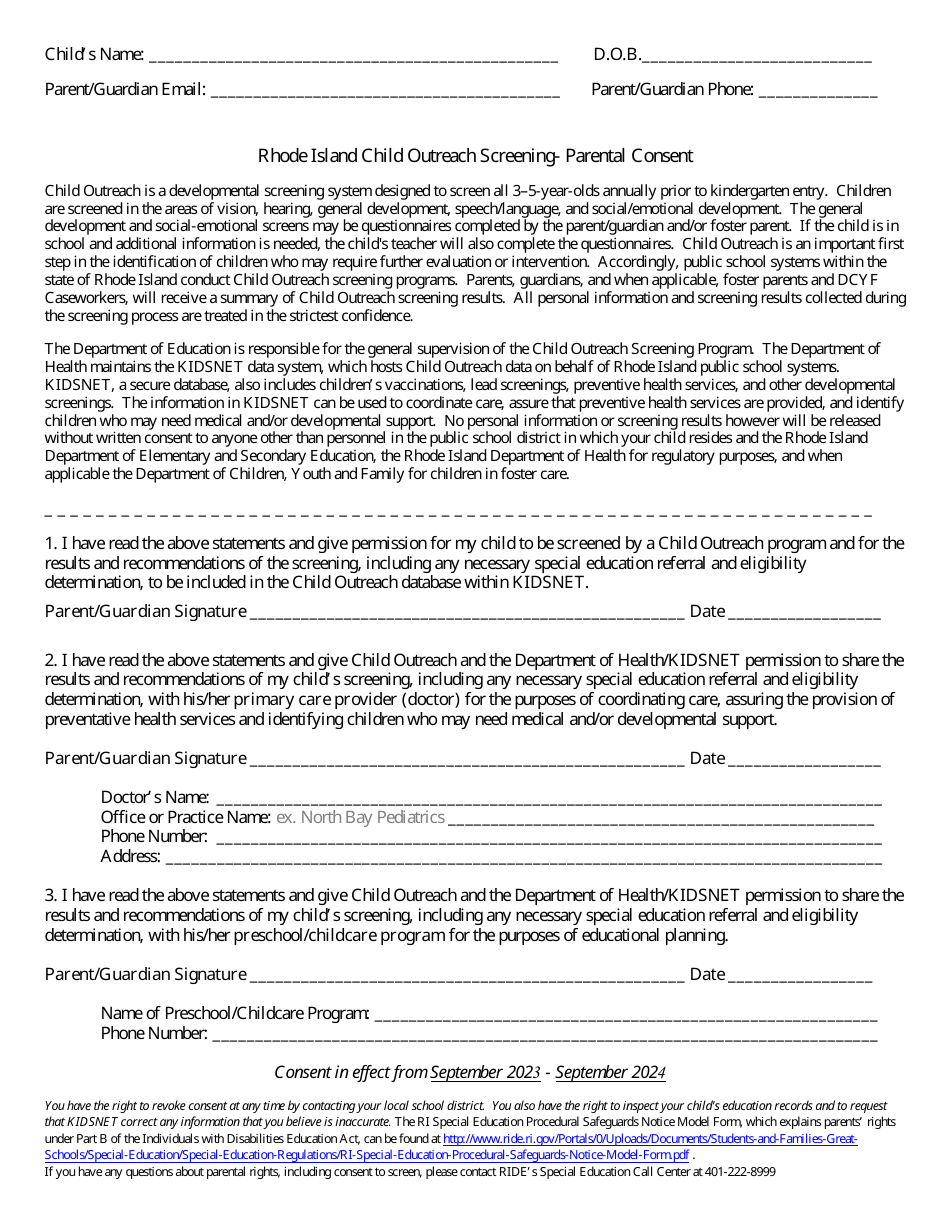 2024 Rhode Island Rhode Island Child Outreach Screening - Parental ...