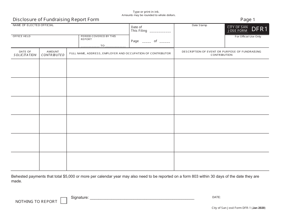 Form DFR1 - Fill Out, Sign Online and Download Fillable PDF, City of ...