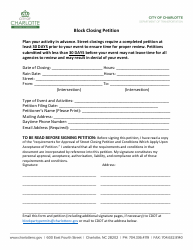 City of Charlotte, North Carolina Block Closing Petition - Fill Out, Sign Online and Download ...