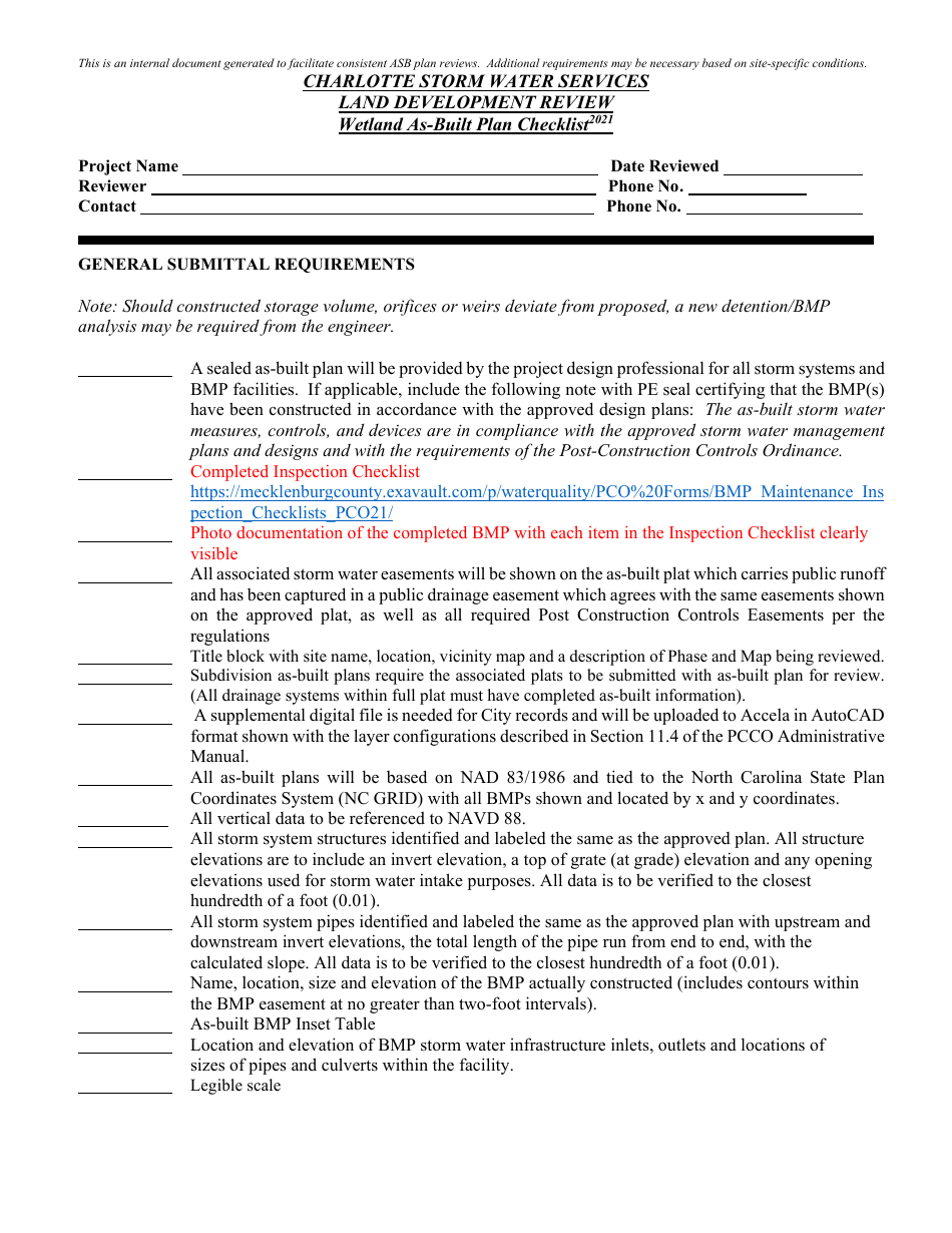City of Charlotte, North Carolina Land Development Review - Wetland as ...