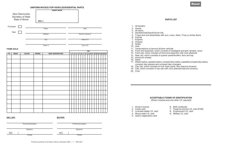 Form VSD238 Download Fillable PDF or Fill Online Uniform Invoice for ... Form VSD238 Download Fillable PDF or Fill Online Uniform Invoice for ...